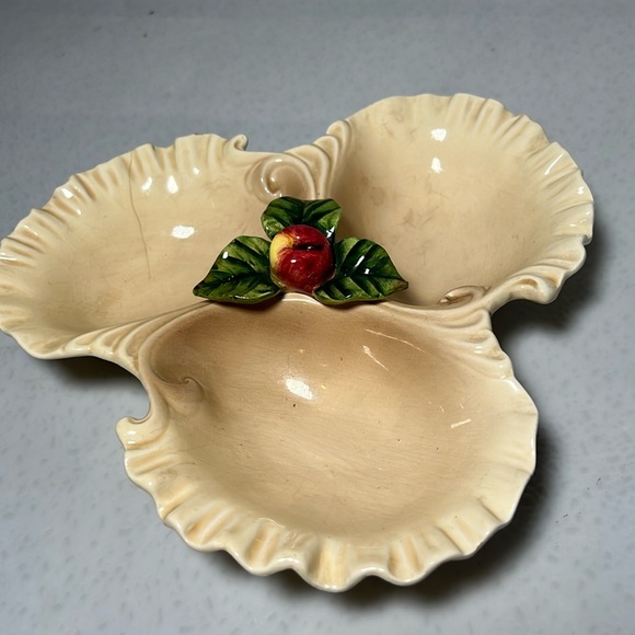 Accents | Vintage 5s Ceramic Divided 3 Section Dish With Ruffled Edges ...
